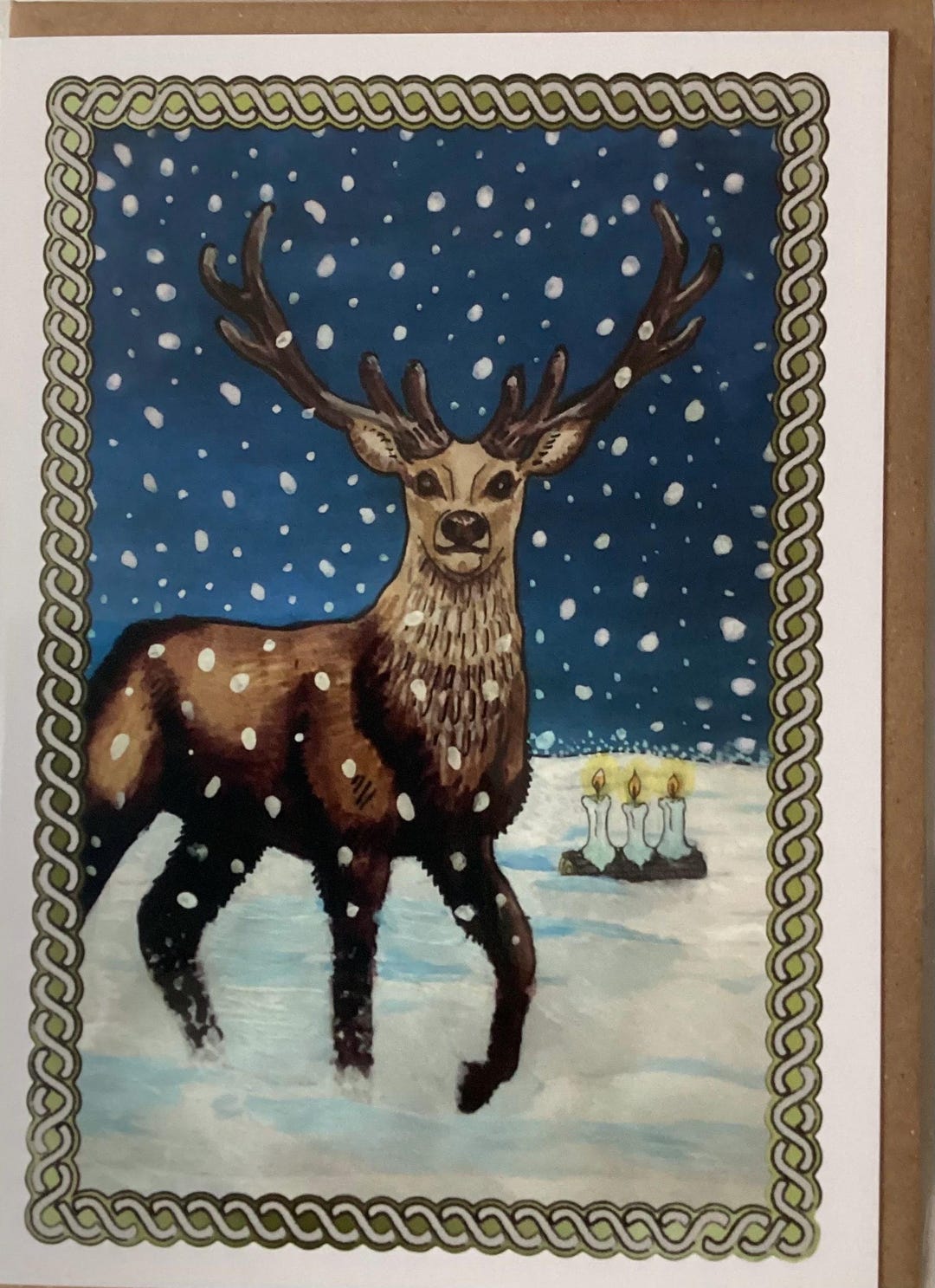 Yule Reindeer Art Card, Daydream Artworks, Winter, Snowy Scene - Etsy
