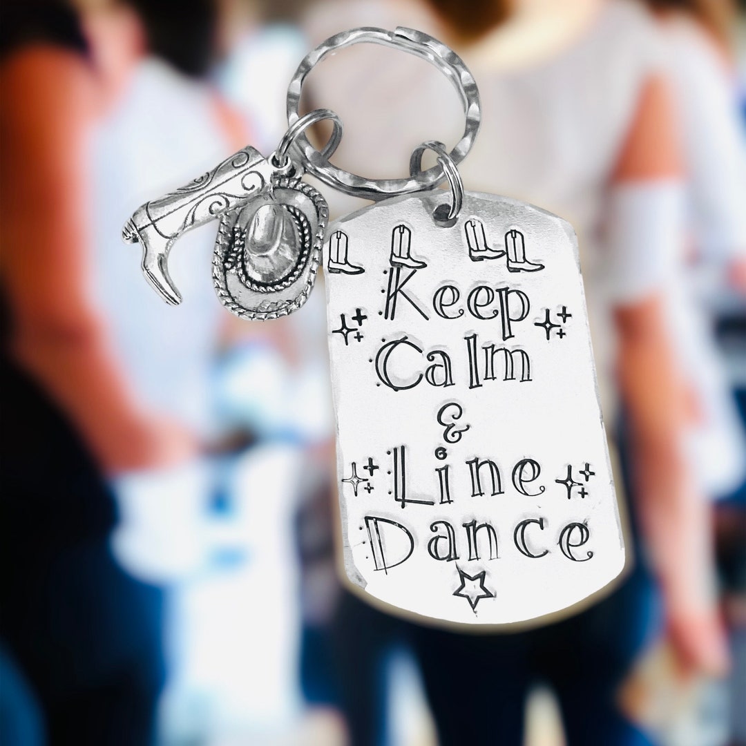 Line Dancing Gift, Keep Calm and Line Dance Keyring, Country Music ...