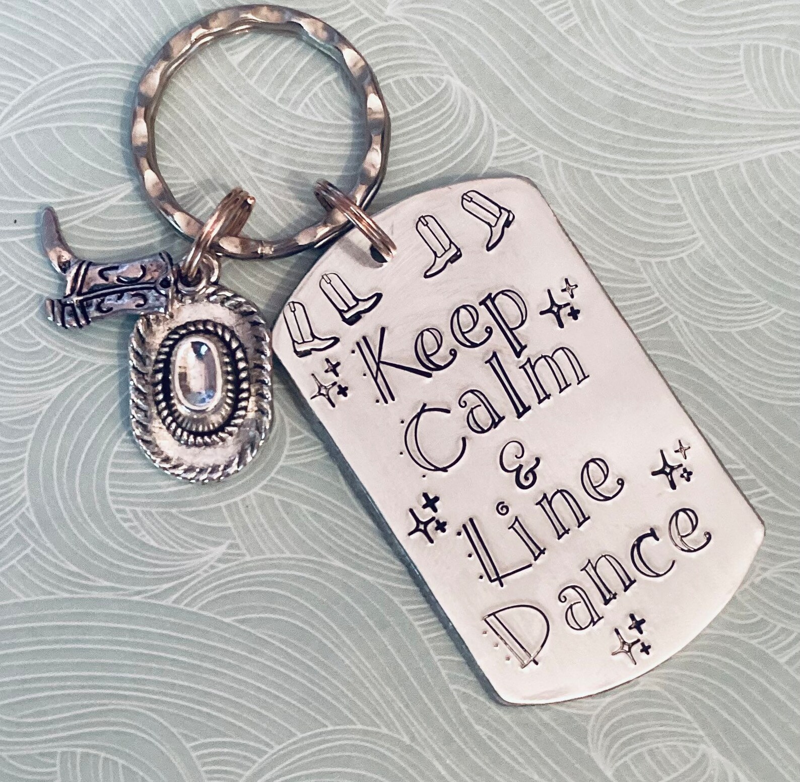 Line Dancing Gift Keep Calm and Line Dance Keyring Country - Etsy