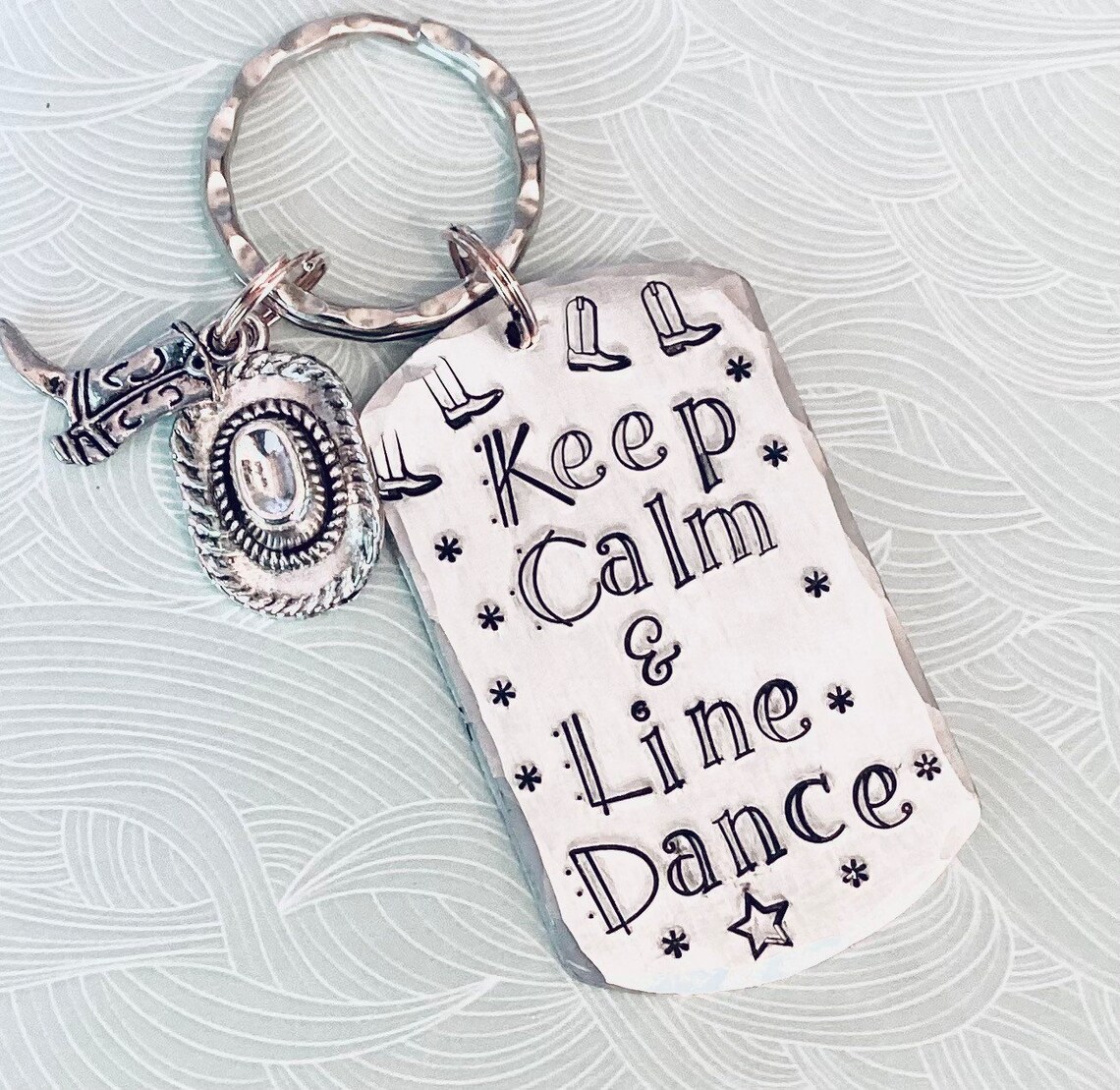 Line Dancing Gift Keep Calm and Line Dance Keyring Country - Etsy