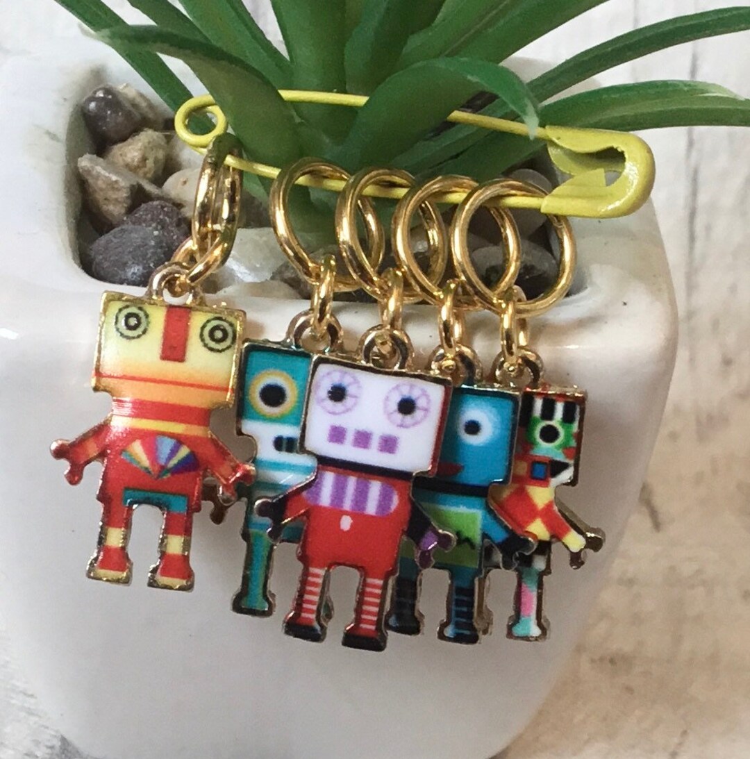 5 Robot Stitchmarkers, Robot Gift, Robots Stitch Markers, Progress ...