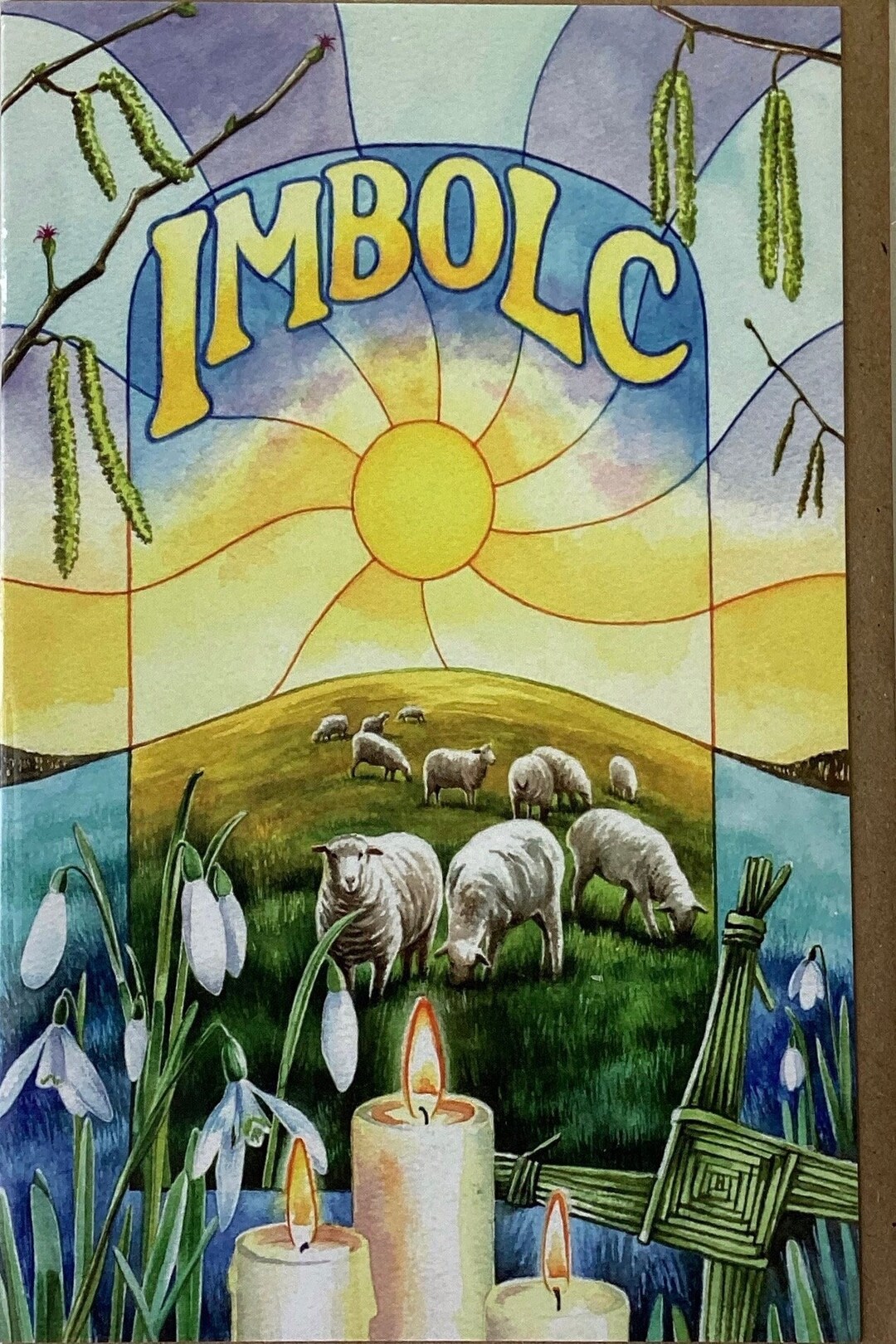 Imbolc, Brigid, Start of Spring, Art Cards, Snowdrops, Sheep, Catkins ...