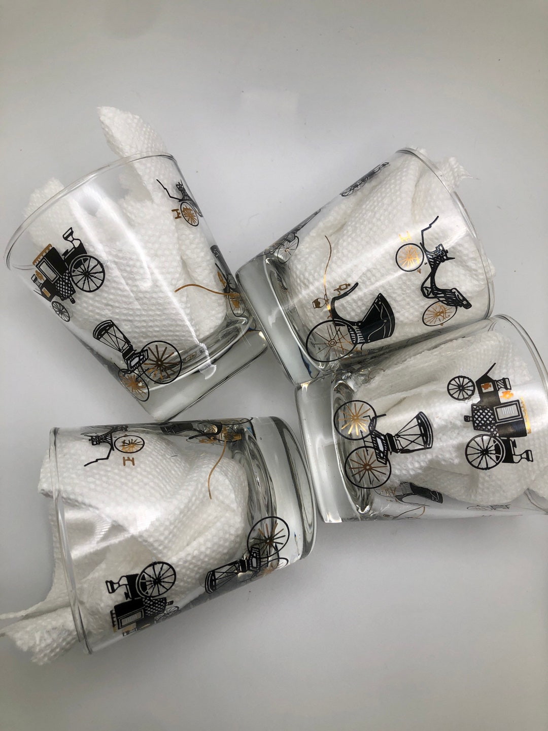 Vintage Libbey Horseless Carriage Rocks Glasses Set of 4 Glasses - Etsy