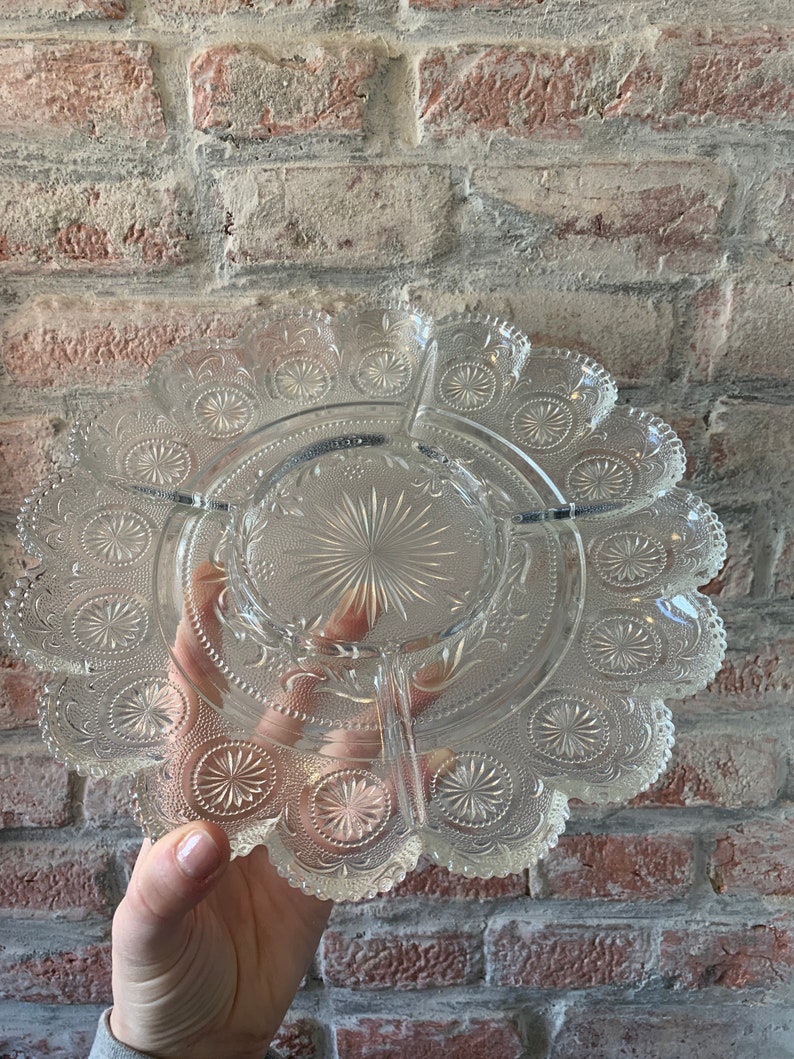 Vintage Glass Platter Round Glass Serving Platter - Etsy