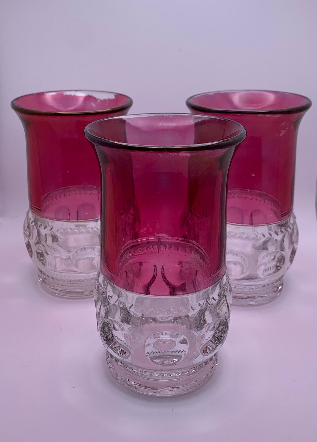 Kings Crown Thumbprint Ruby Red Flashed Glassware for Your - Etsy