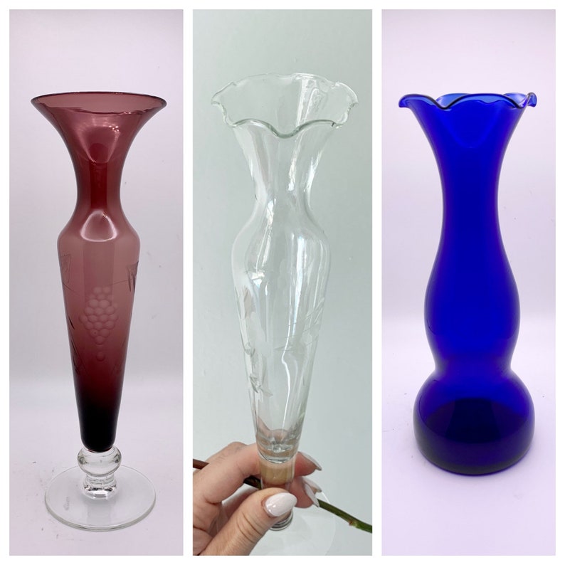 Vintage Glass Bud Vases Multiple Styles and Colors Available - Etsy