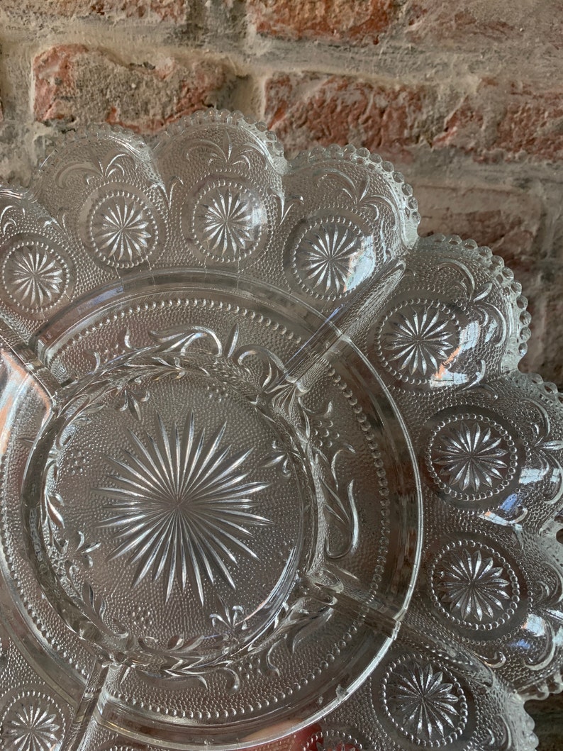 Vintage Glass Platter Round Glass Serving Platter - Etsy