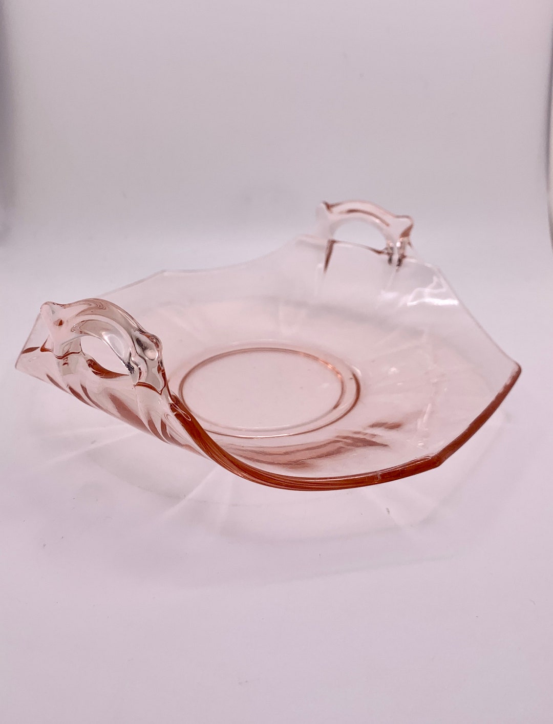 Vintage Pink Glass Decagon 7 Basket by Cambridge - Etsy