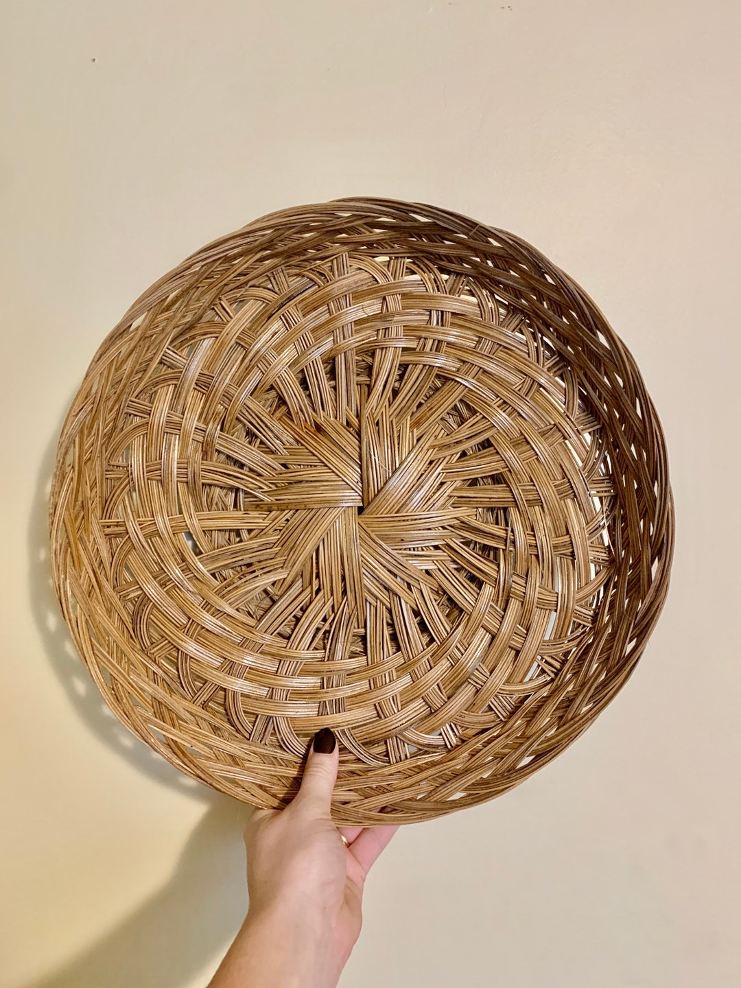 Round Flat Basket, French Cottage Wall Decor - Etsy