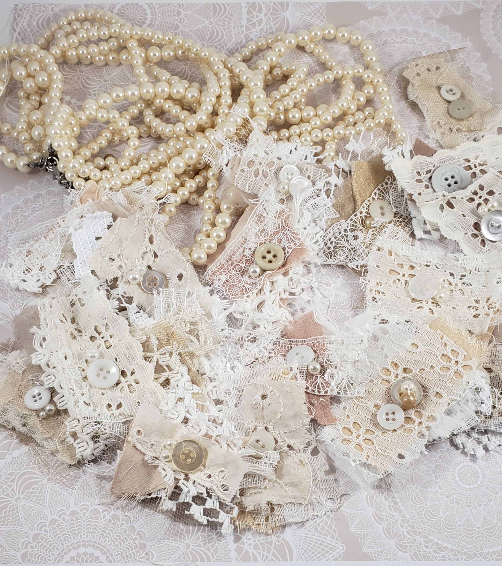 New Sale Vintage Style Junk Journal Fabric and Lace Cluster, Journal ...