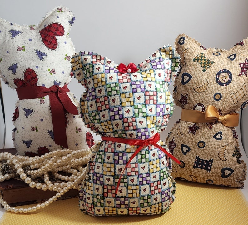 New Sale 20 Asst Patterns Kitty Pincushions, Cat Pincushion, Stuffed ...