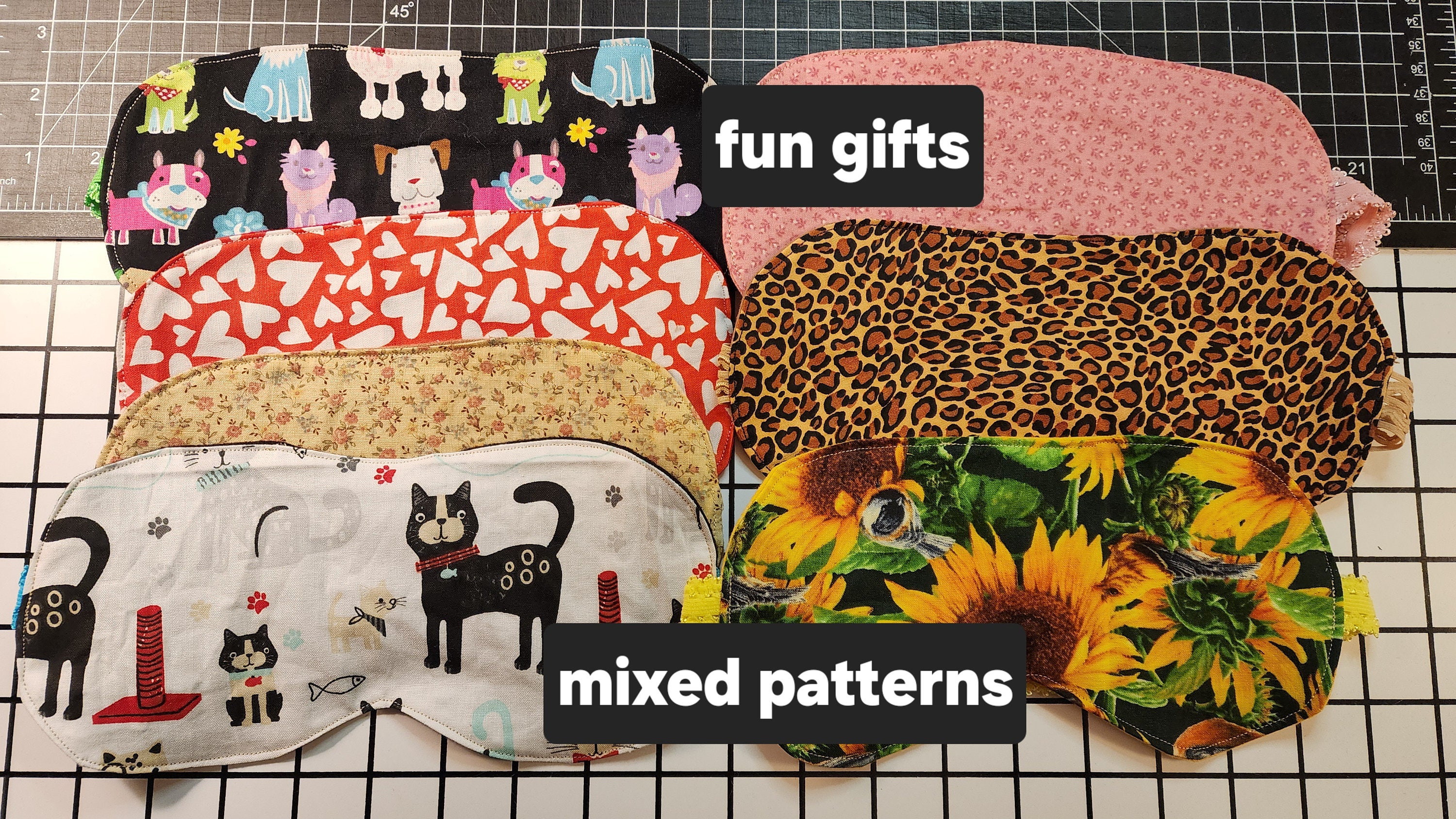 New Item Sale Assorted Patterns Sleep Mask, Cat Fabric Eye Mask, Dog ...