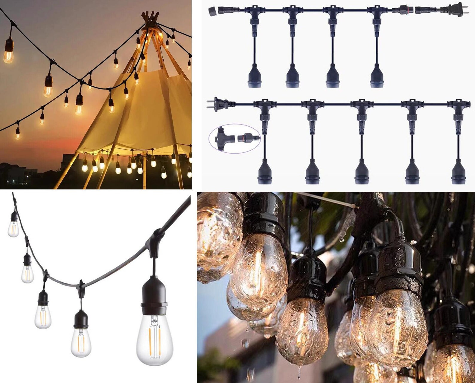 Customizable IP67 Waterproof Industrial String Lights Retro Edison ...