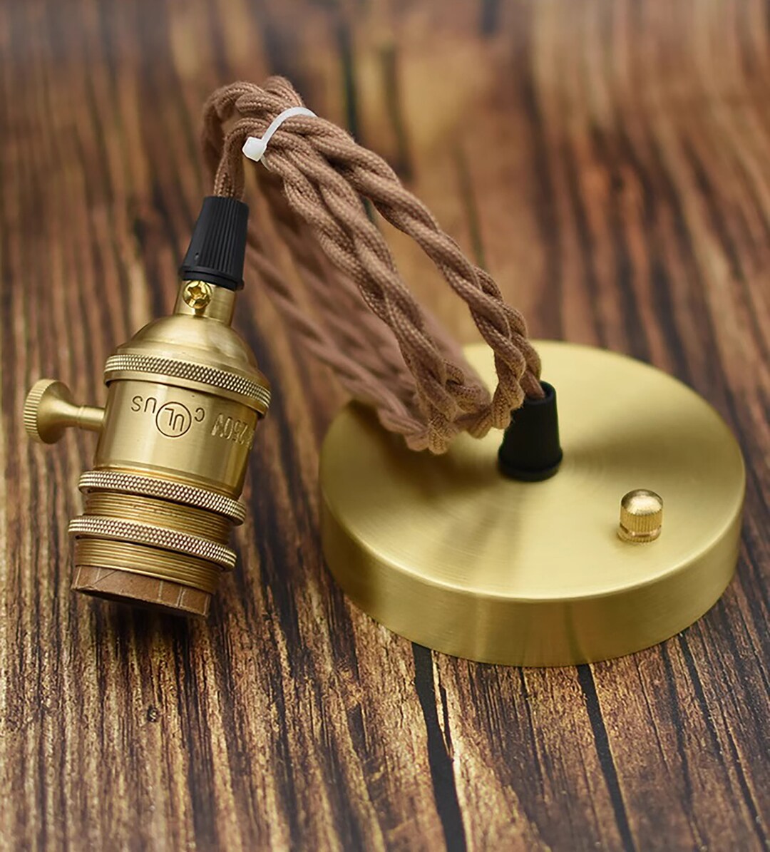 Custom Edison Pendant Lamp Vintage Wire & Brass Socket Industrial Wall ...