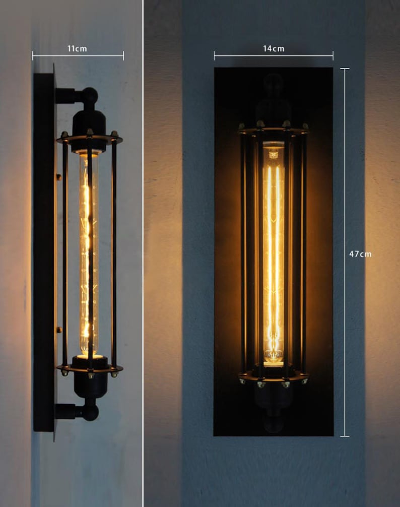 Rare Vintage Iron Cage Wall Mount Industrial Edison Tube Bulb - Etsy UK