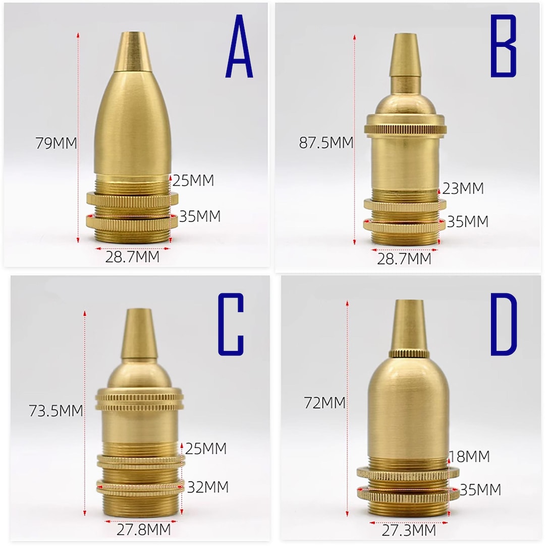 Vintage E14 Brass Edison Lamp Holder – Minimalist Gold Socket for DIY ...