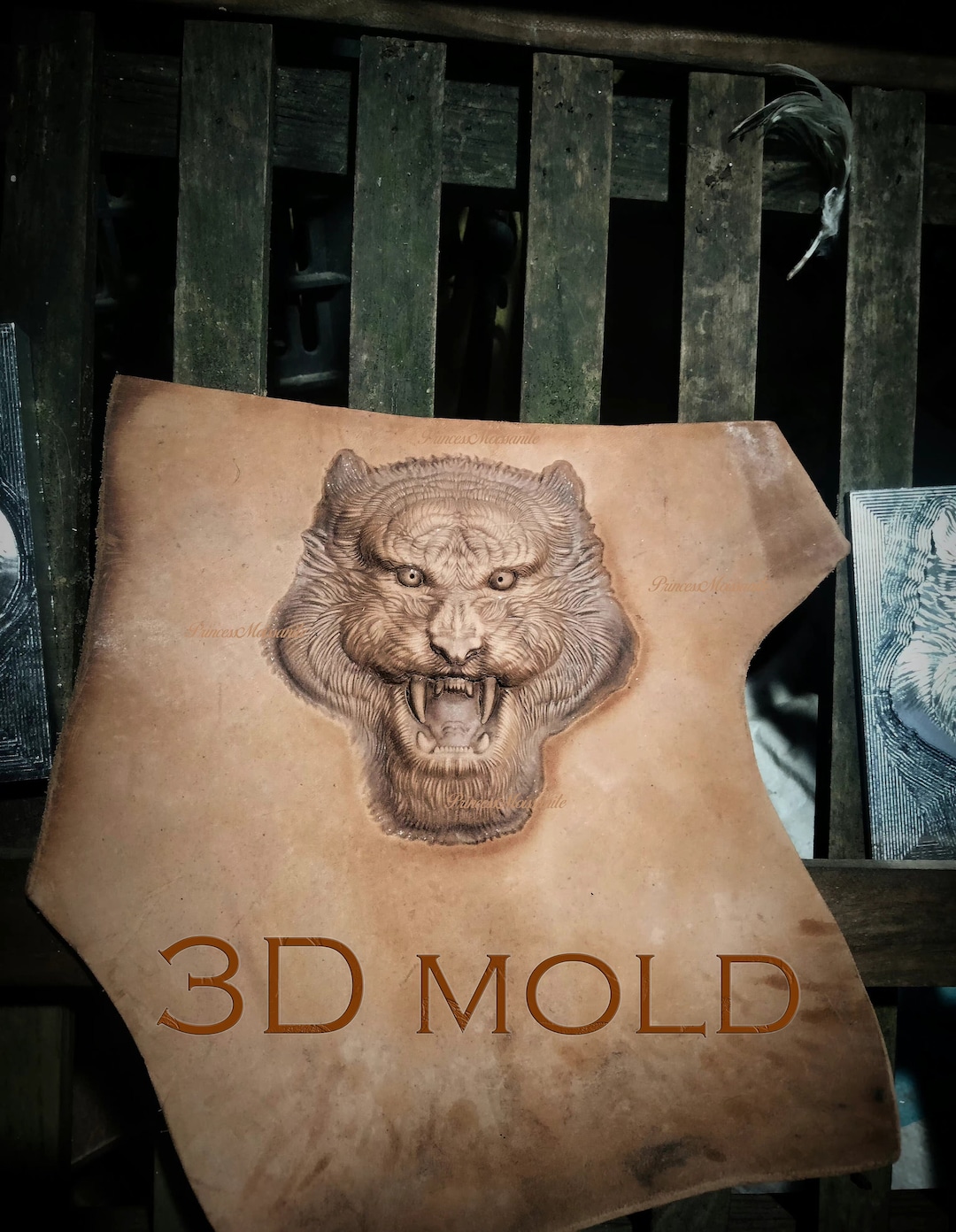 Artisanal Tiger Head Metal Embossing Molds for Leathercraft 3D ...