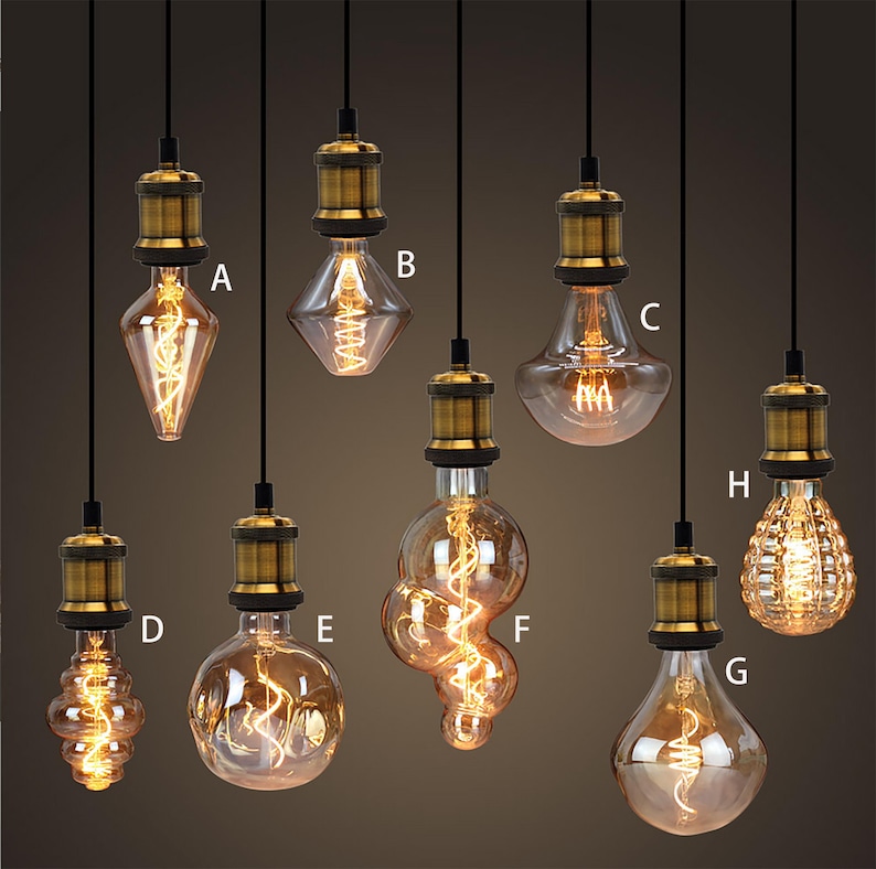 Artistic LED Bulbs – 8 Unique Rare Shapes | E27 Amber Glass Edison ...