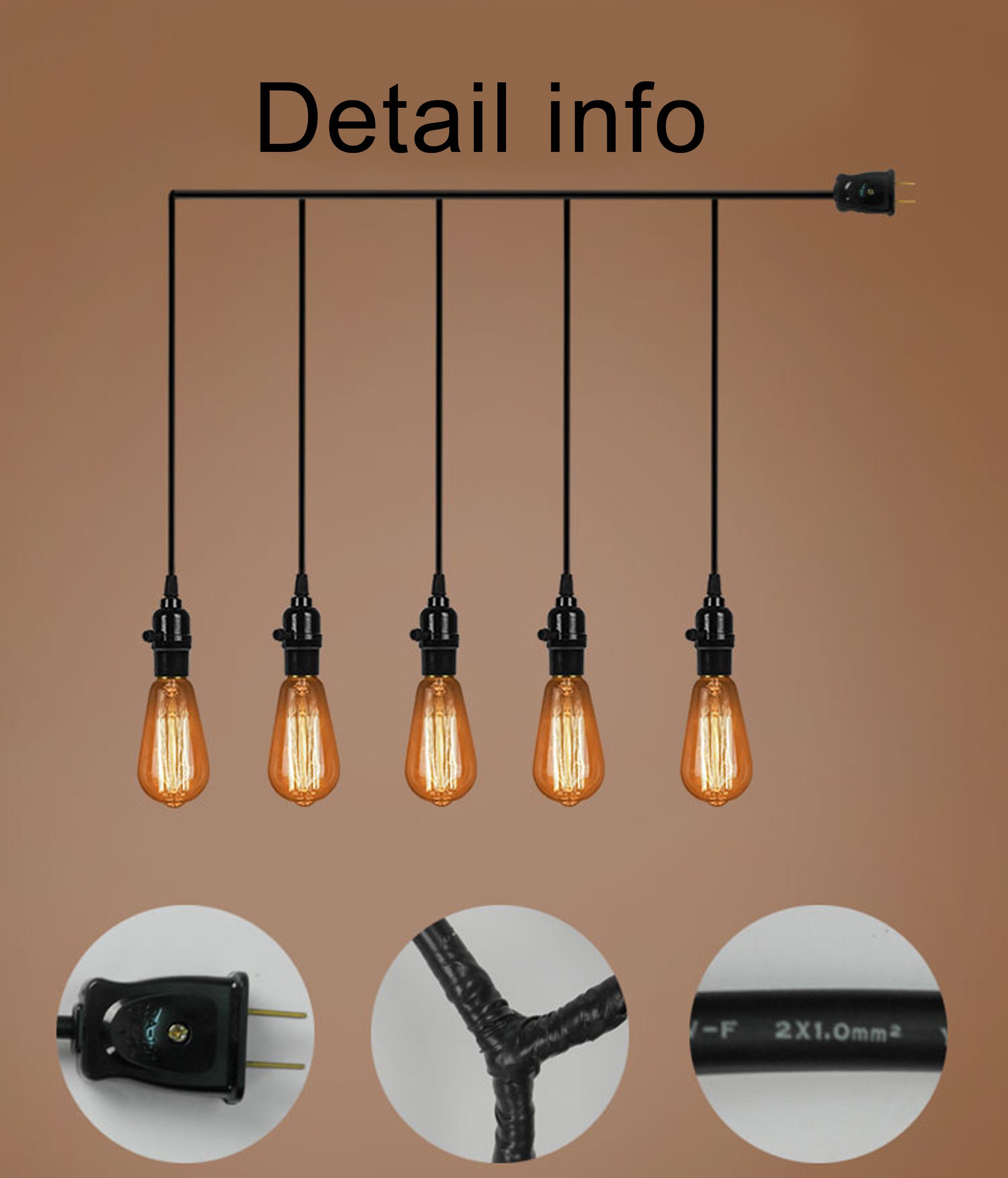 Custom Your Size Vintage Industrial Style Edison Ceiling Retro Light ...