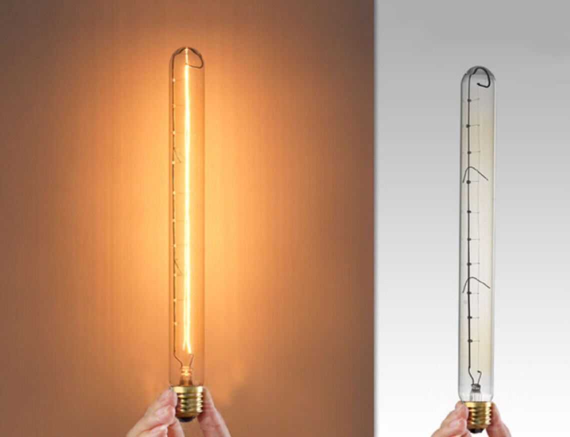 Onsale Large Long Tube Light Bulb Vintage Filament Smoke - Etsy