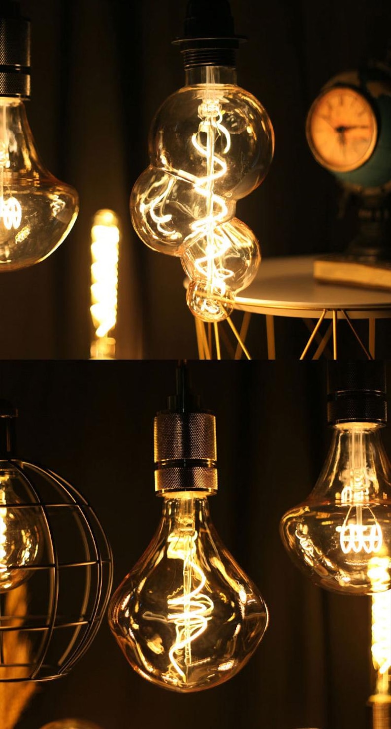 Artistic LED Bulbs – 8 Unique Rare Shapes | E27 Amber Glass Edison ...