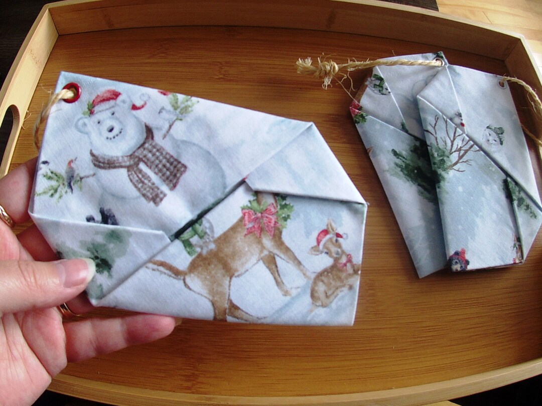 Christmas Gift Envelope Blue Wallet Card Envelope the Forest - Etsy Denmark