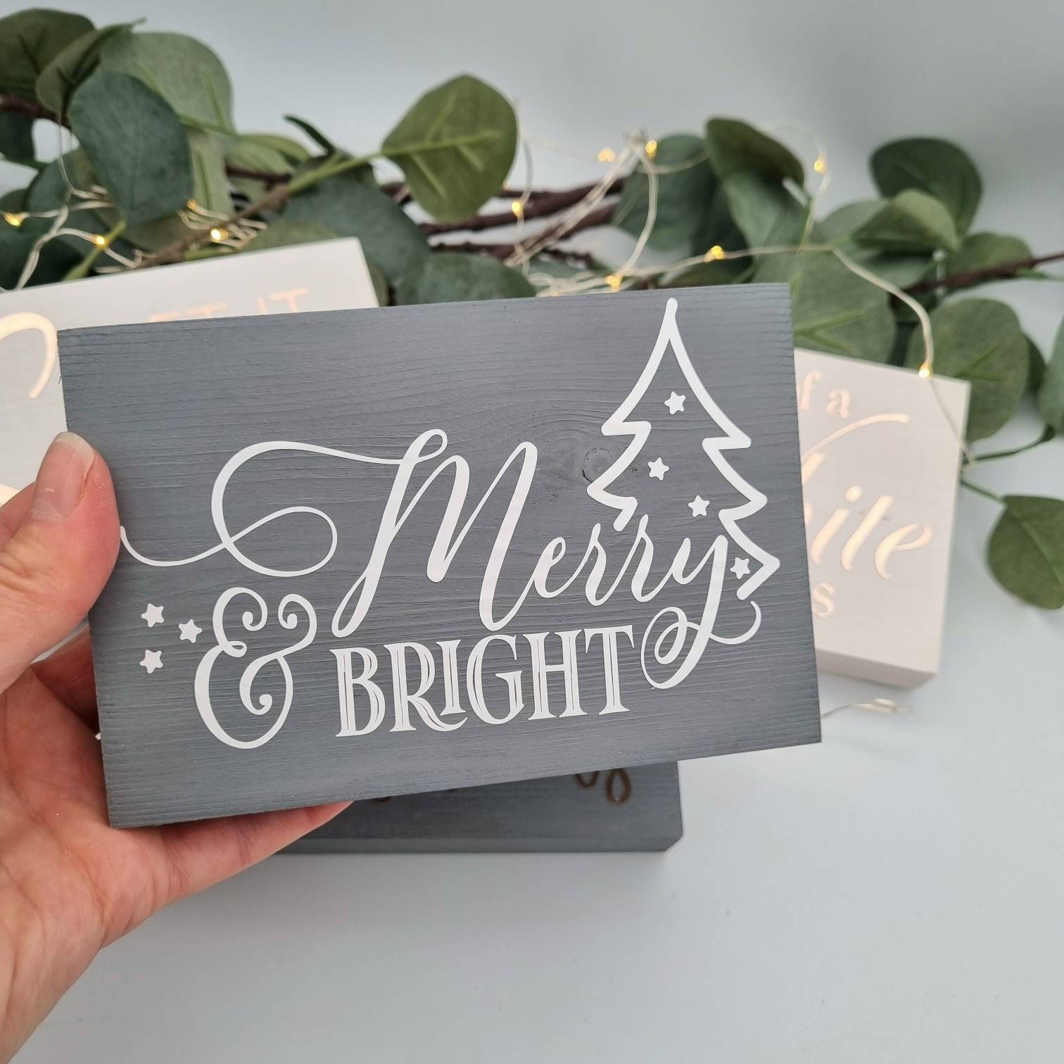 Decorative Christmas Mini Wooden Sign Plaque, Christmas Tiered Tray ...