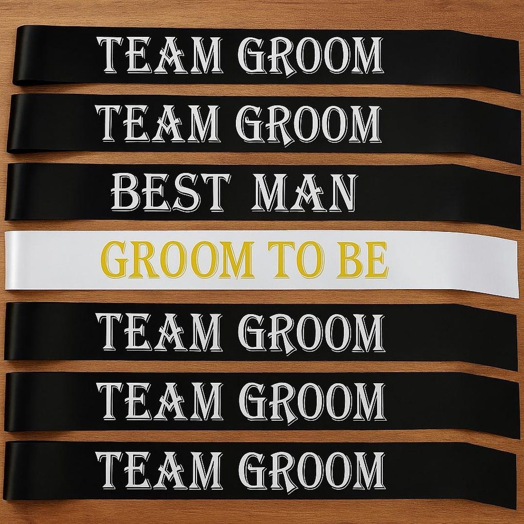 7 Team Groom Sashes Set Bucks Stag Bachelor Party Night Wedding ...