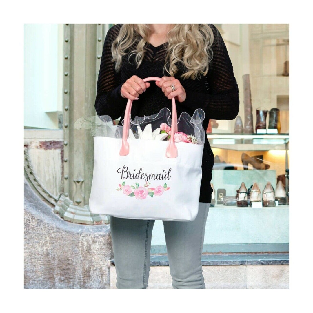 Bridesmaid Tote Bag Bridal Party Gifts for Wedding Day Handbags ...