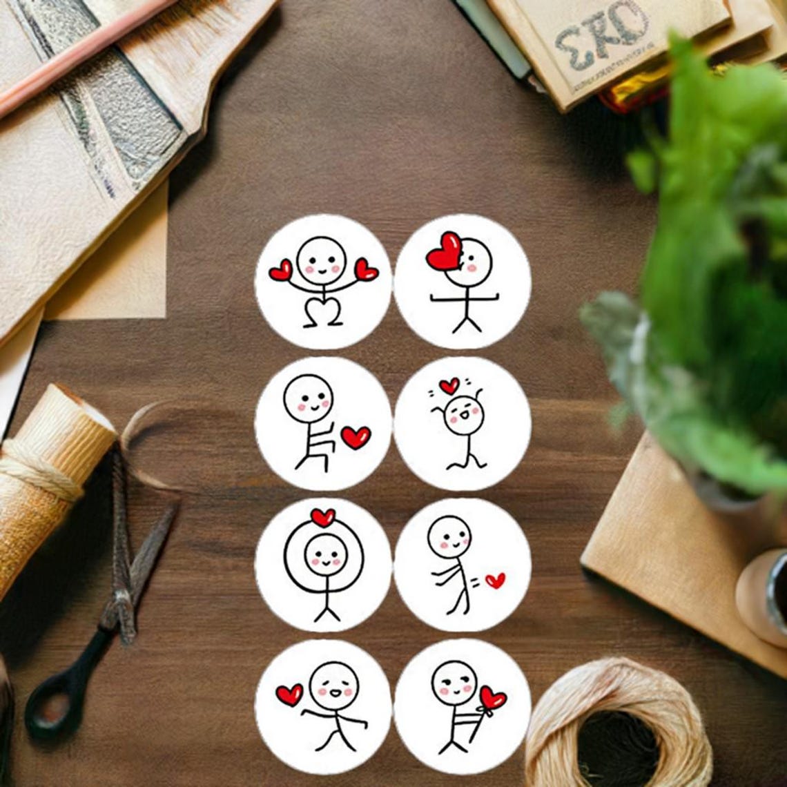 Love Heart Stickers X 50 Funny Business Seal Thank You Packaging Labels ...