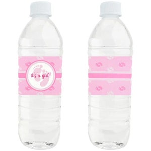 Its a Girl Water Bottle Labels X 12 Stickers Baby Shower Party Table ...