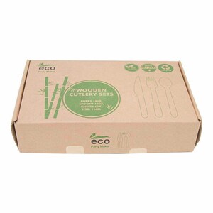 Bulk Wooden Cutlery Box Set Forks Knives Spoons Eco Disposable Party ...