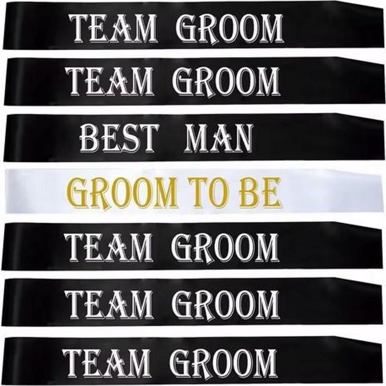7 Team Groom Sashes Set Bucks Stag Bachelor Party Night Wedding ...