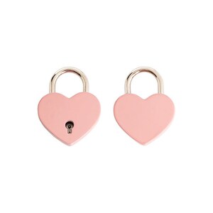 Pink Heart Padlock With Key Love Shape Lock for Wishing Well Luggage ...