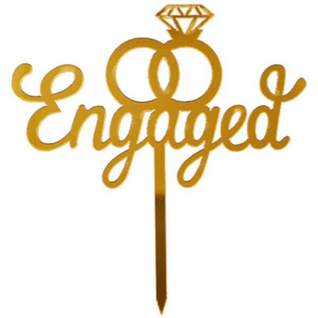 Engagement Cake Topper Engaged Party Decorations Gold - Etsy