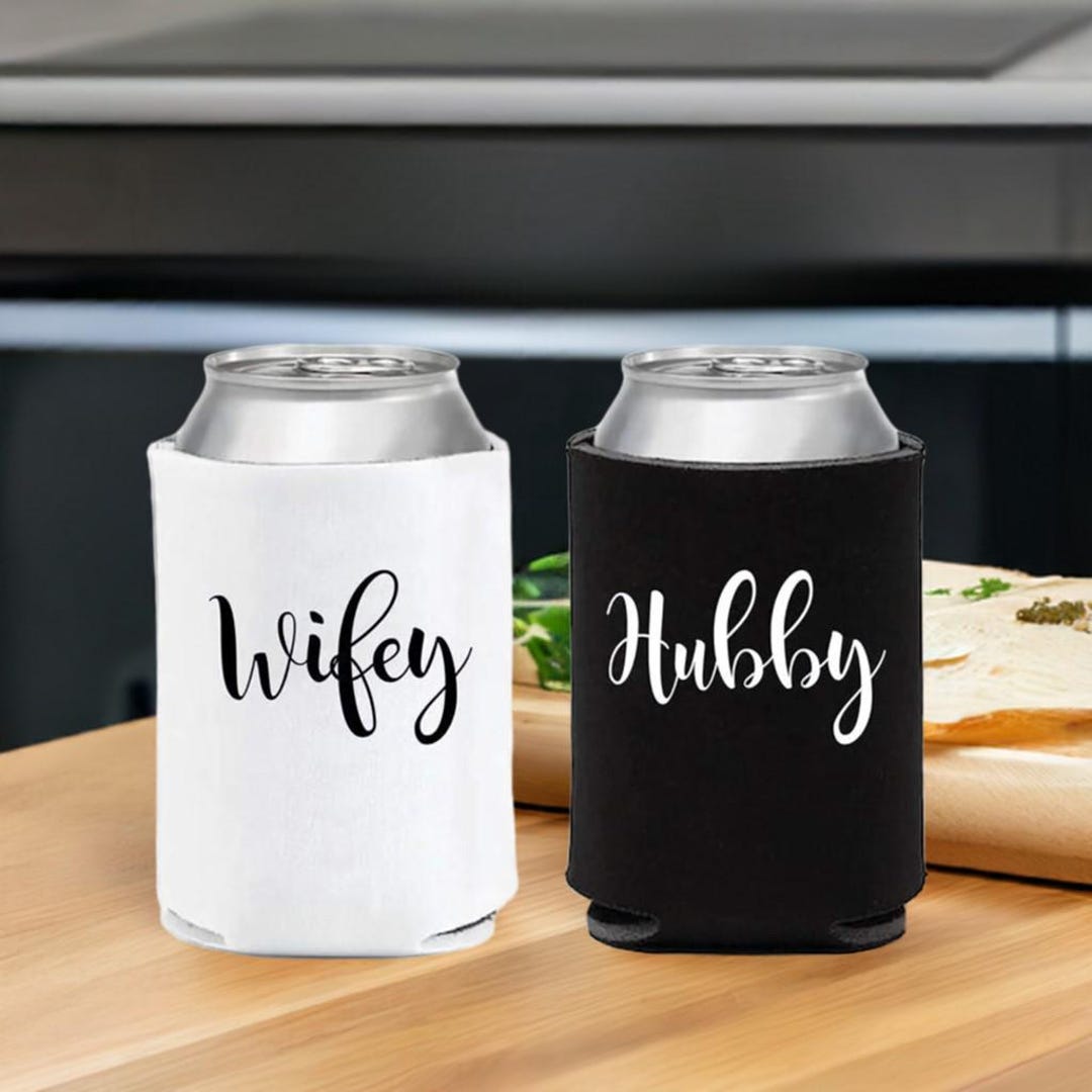 Hubby and Wifey Stubby Holders Wedding Gifts for Him Her Bride Groom ...