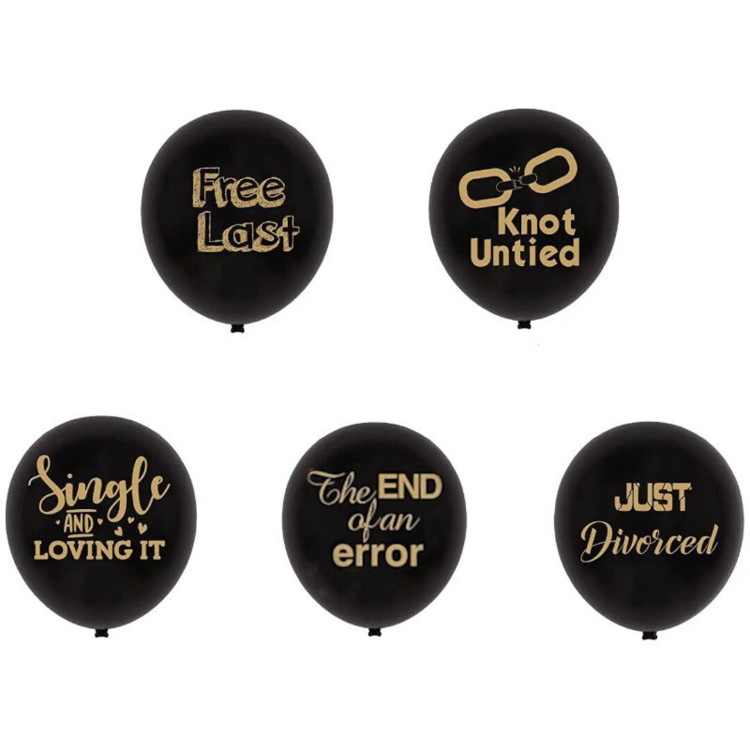 Divorce Party Balloons X 5 Black Funny Divorced Gift Decorations ...