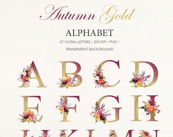 Red Floral Alphabet - Etsy