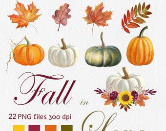 Hand Drawn Autumn Collection Clipart Fall Leaves Clip Art Cozy - Etsy
