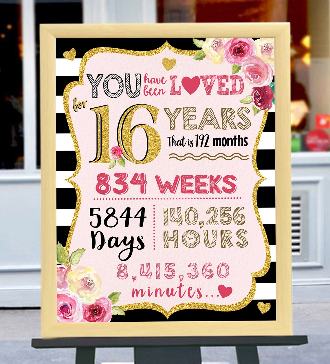 You Have Been Loved 16 Years 16th Birthday PRINTABLE Sign / - Etsy