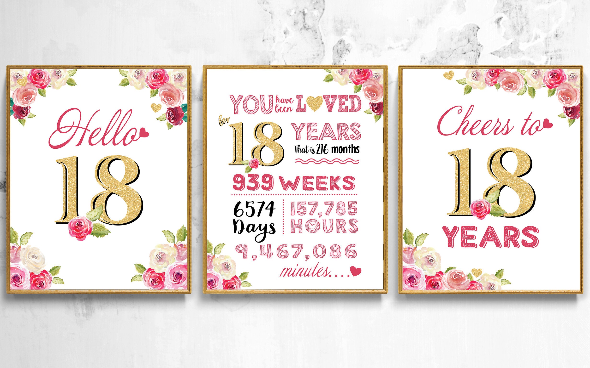 18th Birthday Signs Bundle. You Have Been Loved 18 Years. Birthday ...