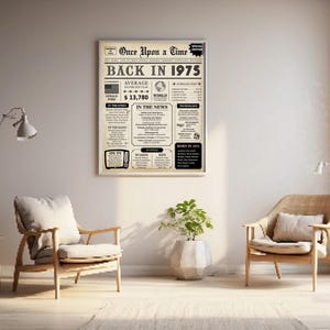 1975 in Review, 1975 the Year You Were Born, 50th Birthday Digital Printable Sign, Back in 1975 ...