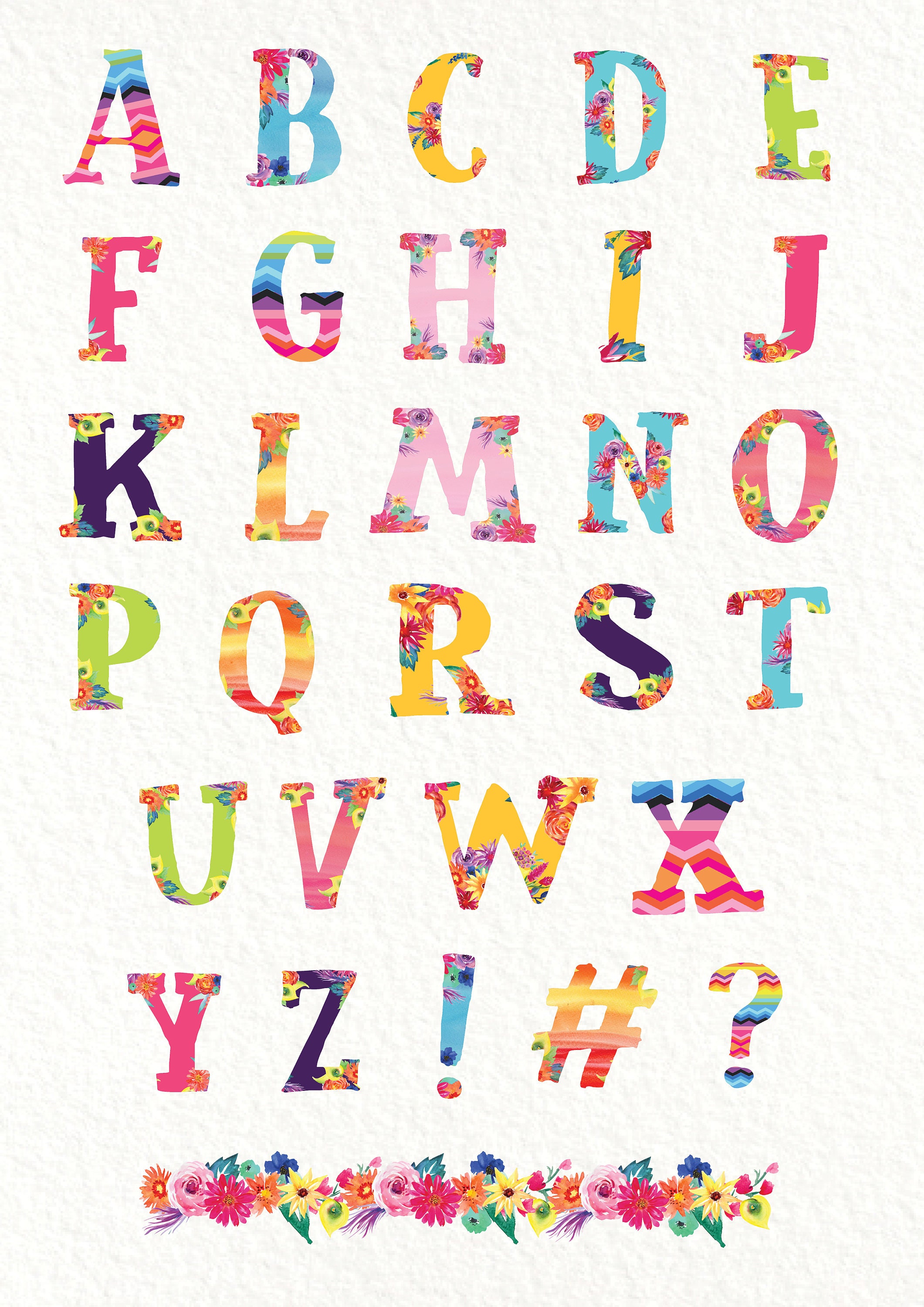 Fiesta Alphabet Letters / Watercolor Fiesta Digital Papers / | Etsy