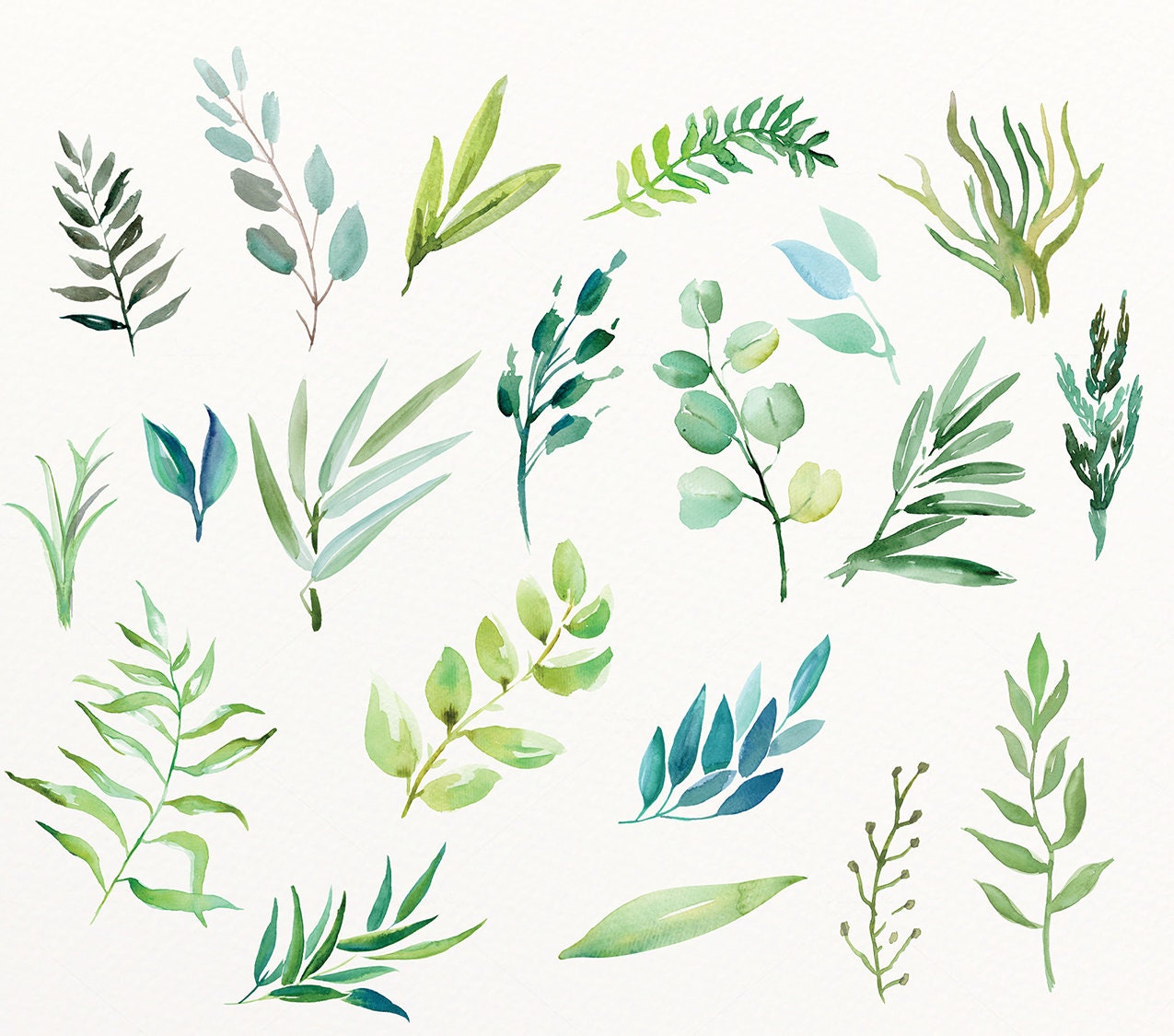 Watercolor Greenery Clip Art / Greenery Frames Watercolor - Etsy