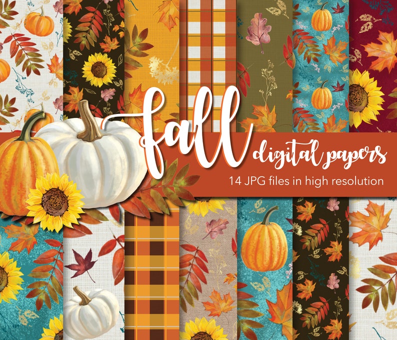 Fall Clip Art / Pumpkins and Leaves / Autumn Flowers. Fall - Etsy