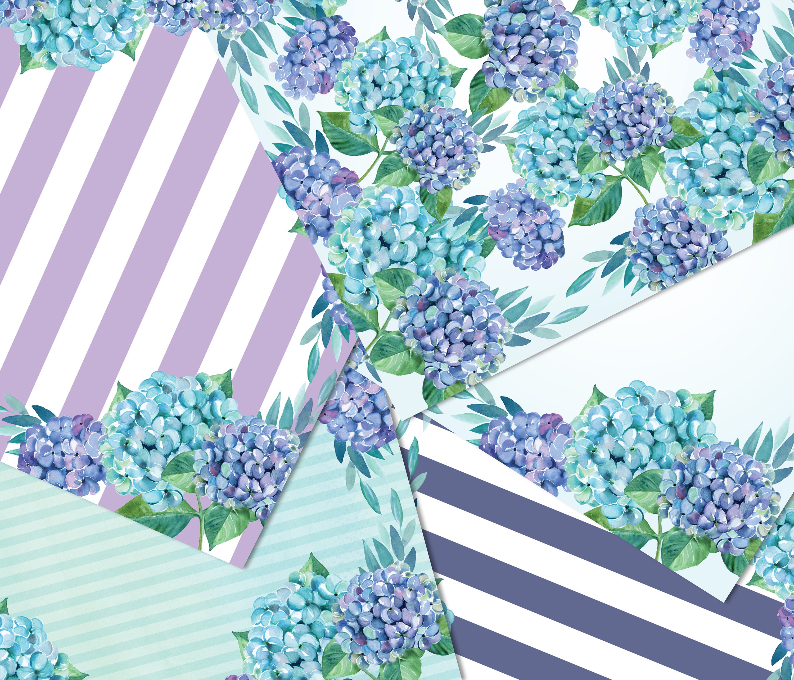12 Blue Hydrangea Digital Papers Hydrangea Watercolor Clip - Etsy