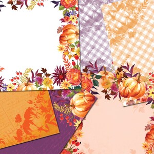 Fall Digital Hand Painted Watercolor Scrapbook Papers, Autumn Flowers ...