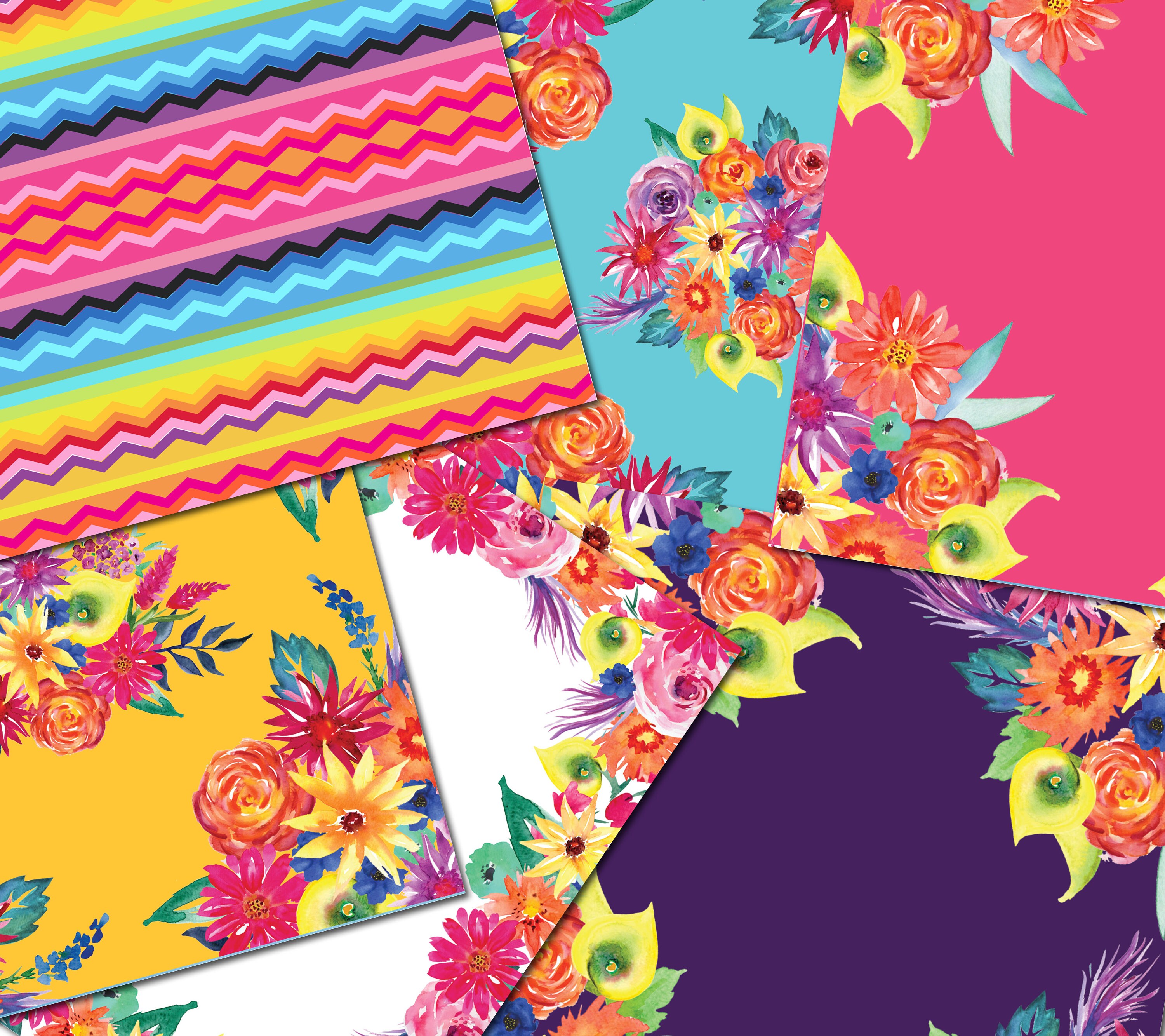 Fiesta Alphabet Letters / Watercolor Fiesta Digital Papers / | Etsy