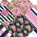 Pink and Navy Blue Peony Watercolor Seamless Digital Patterns 12x12 ...