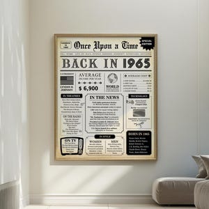 1965 Year You Were Born Printable Sign: 50th Birthday Gift (digital ...